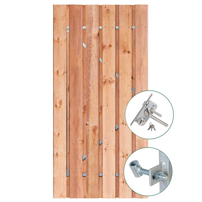 Red Wood Privacy Garden Gate | 100cm Durable Wooden Gate | Tuin