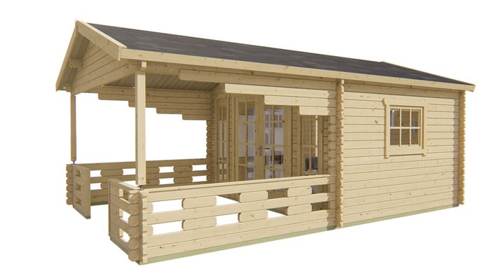 Cabane de jardin Sanstrov avec veranda 380x320+ 270x270 chalet