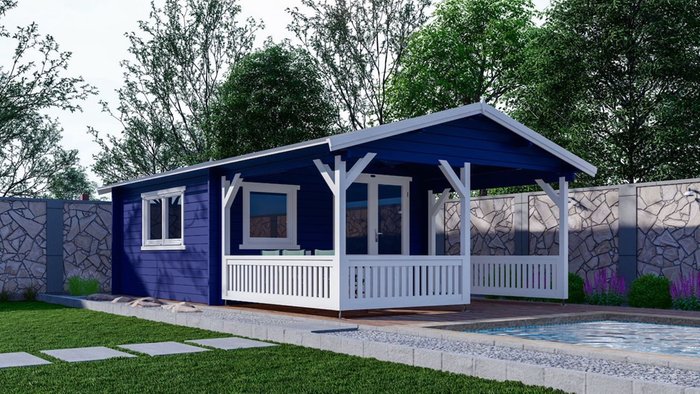 Blockhaus 4x4+3 von Interflex 440 x 745 x 265 cm mit Veranda