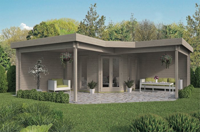 Blockhaus Oletha 785 x 510 x 257 cm - Große Veranda