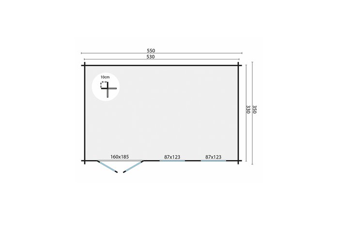 Blokhut Sophie 550 x 350 x 239 cm Tuinkamer