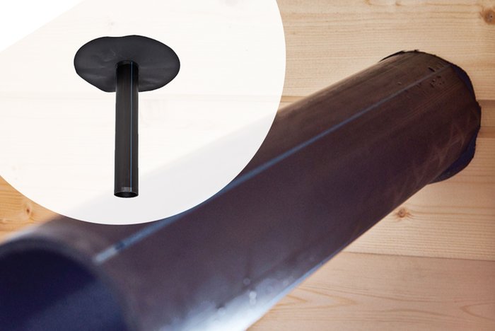 Drainage duct for log cabins and garden buildings roofs