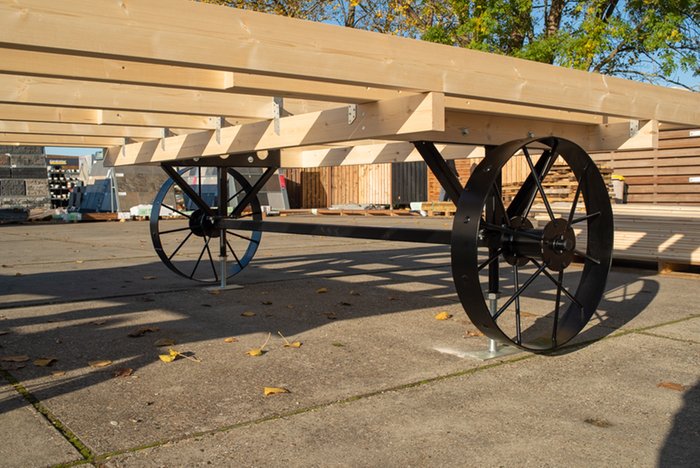 Chassis en acier anthracite avec roues 65x230x70cm-roulottes