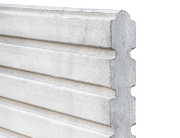 Rabat en faux claire-voie en beton - 4.8 x 26 x 184 cm | Gris-Blanc