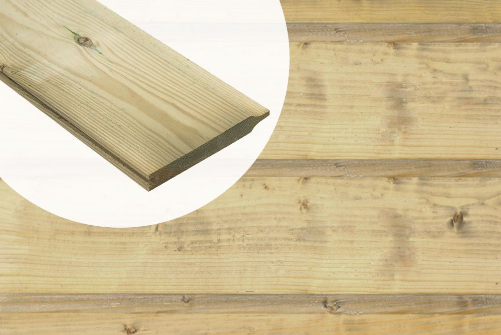 Rebated Tongue and Groove | timber cladding 18mm | Pre-treated TUIN UK