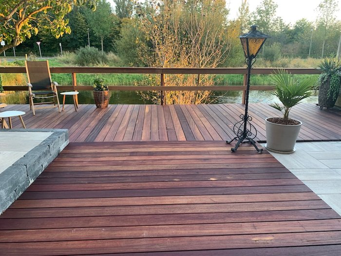 Lame de terrasse Padouk lisse 21 x 145 mm syteme a clips
