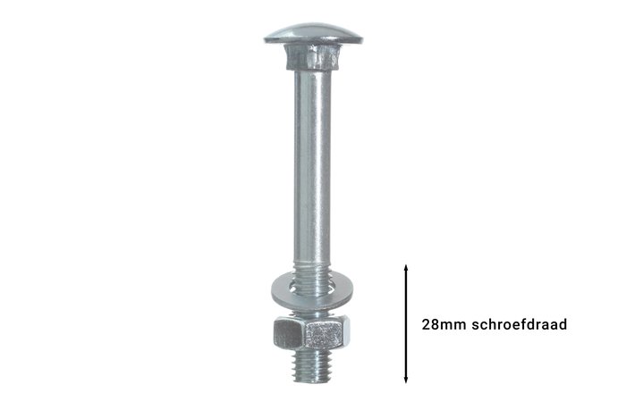 Wovar Slotbout Zwart m8 x 30 / 100 mm Verzinkt - 10 stuks
