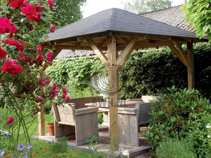 Houten Prieel Tourist 338 x 338 cm met piramidedak