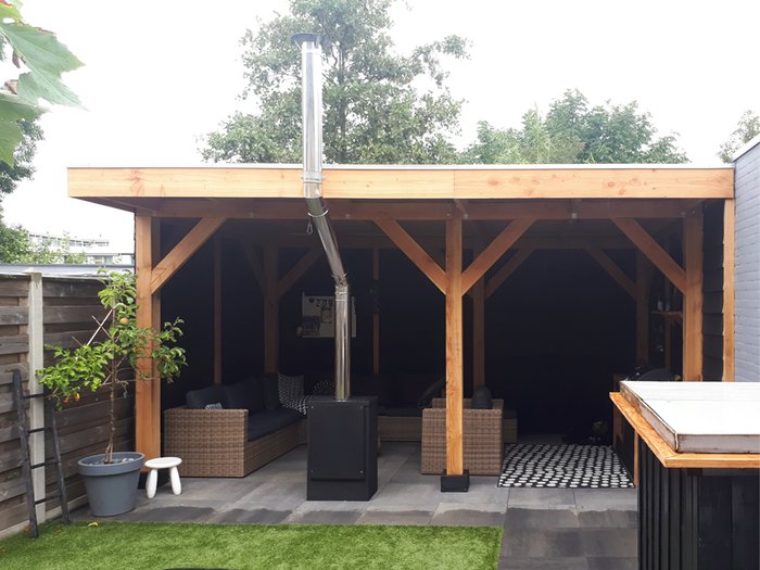 Overkapping Dalfsen Douglas 600 x 300 x 262 cm - Zwarte wanden