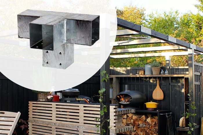 Pergola Hoekverbinding Verzinkt voor 9x9 cm palen