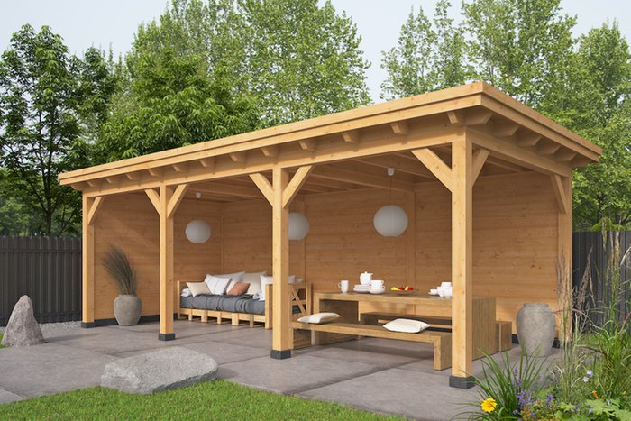 Overkapping Plat Dak Odense XL Type 6 Red Class Wood 793 x 3