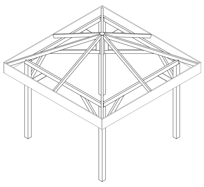 Houten Prieel Tourist 338 x 338 cm met piramidedak