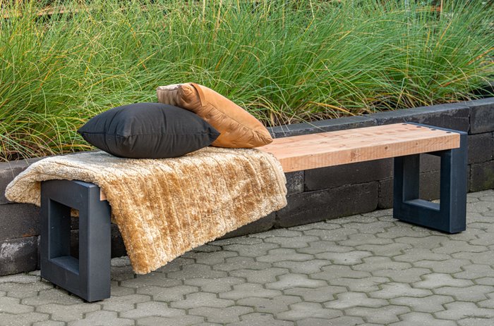 Tuinbank Beton Antraciet Gecoat Red Class Wood 200x40x45 cm