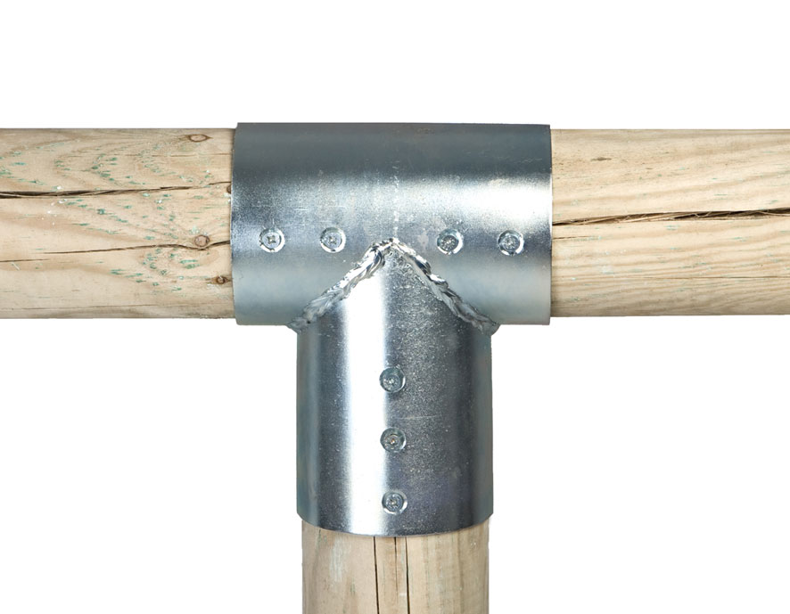 Round Timber Post Three Way Connector